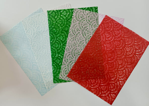 Hand Made Paper Lace Design . Mix pack of 10 sheets / 5-6 Colors . App ...
